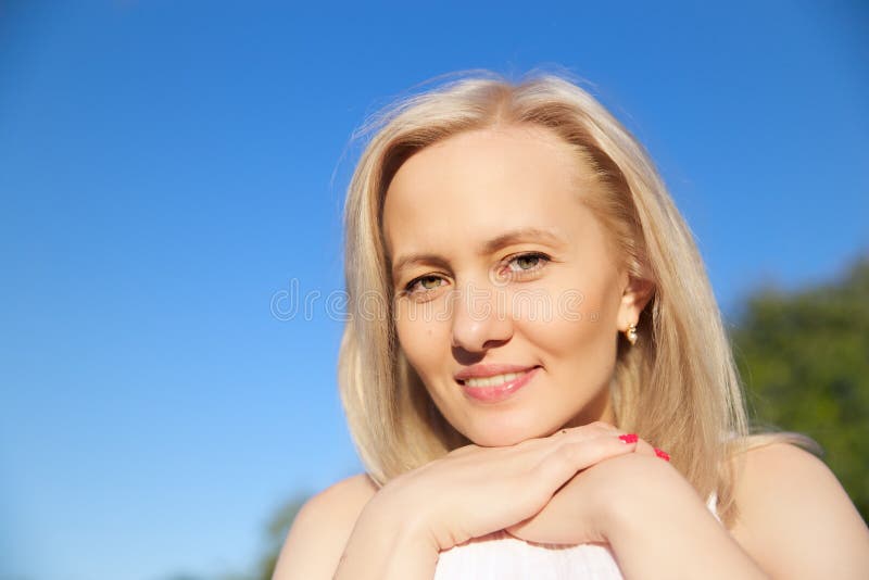 Lady dreams stock image. Image of blue, blonde, girl - 45936671