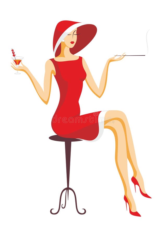 The lady drinks cocktail stock vector. Illustration of high - 67366552