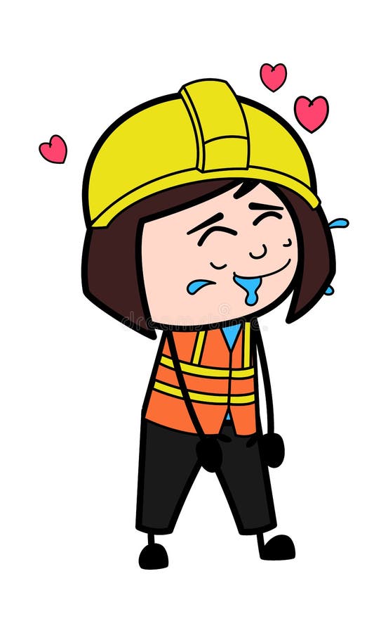 Lady Engineer Cartoon Drooling in Love Stock Illustration ...