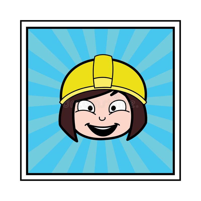 Lady Engineer cartoon face stock illustration. Illustration of happy ...