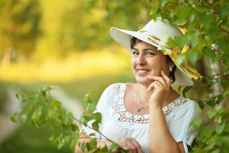 Lady Enjoying Summer Outdoors Stock Image - Image of cute, aged: 61338895