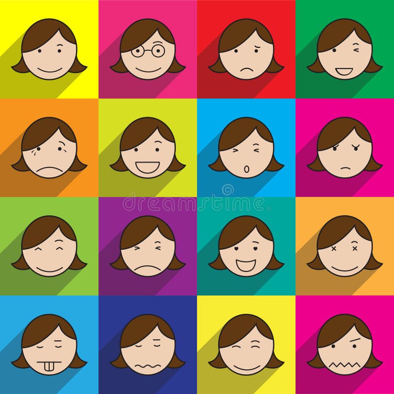 Lady Face Icon in Multi Color Stock Vector - Illustration of design ...
