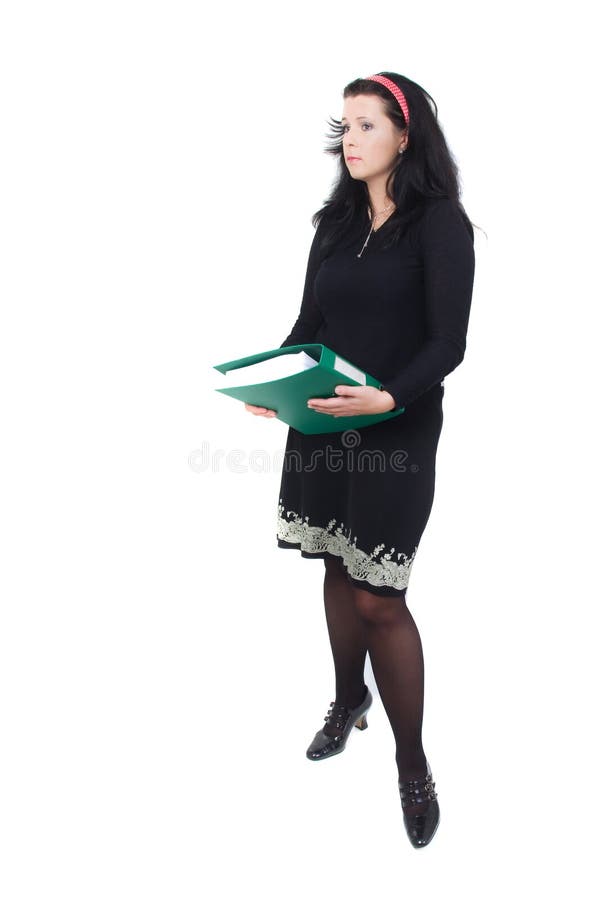 Lady with file stock image. Image of looking, hand, cheerful - 9938445