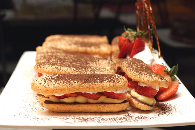 Lady Finger Filling, Vanilla Cream and Fruit Stock Image - Image of ...