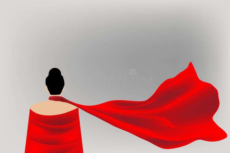 The Lady in the Flowing Red Scarf Stock Vector - Illustration of ribbon ...