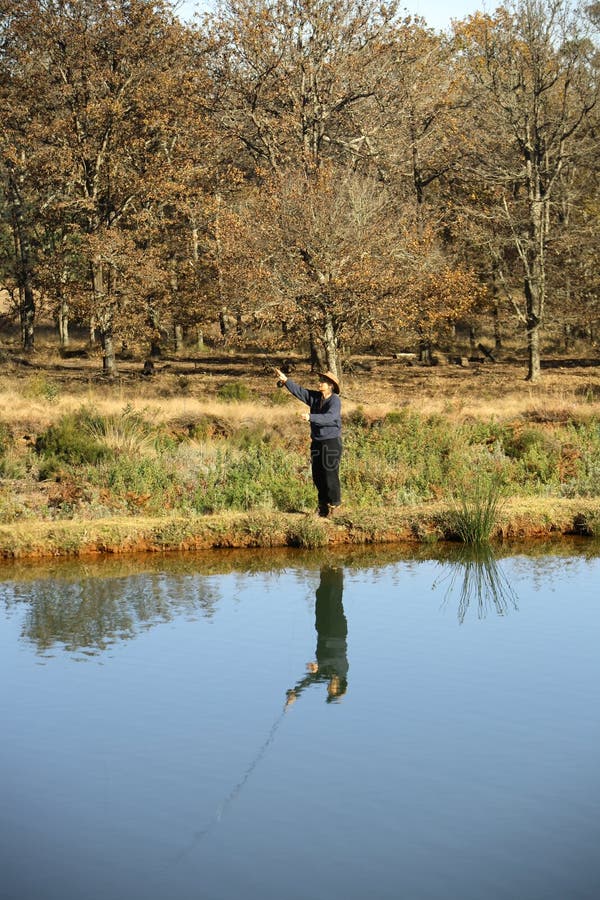 Lady Fly Fishing stock photo. Image of flyfishing, energetic - 858412