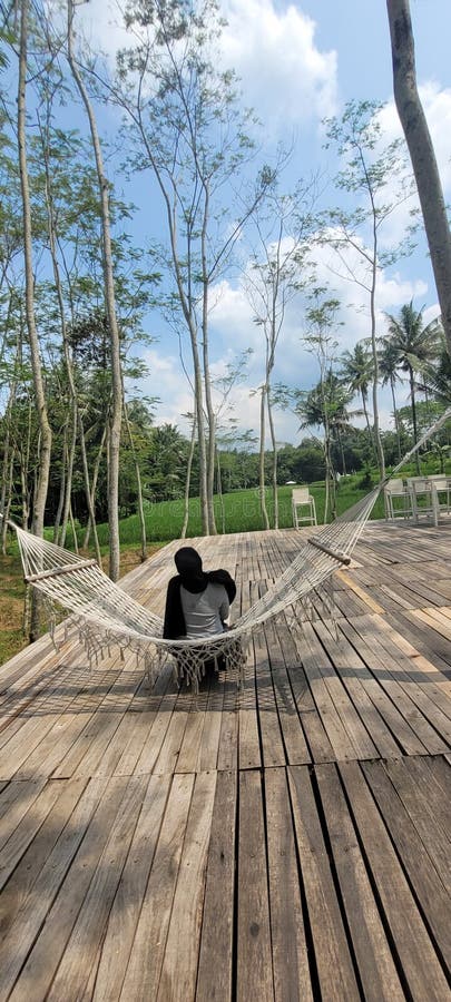 Lady in the Forest Jogja Sawah Alam Stock Photo - Image of nature ...