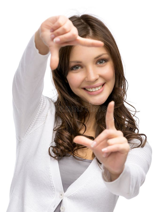 Lady frame gesturing stock image. Image of beautiful - 34418629