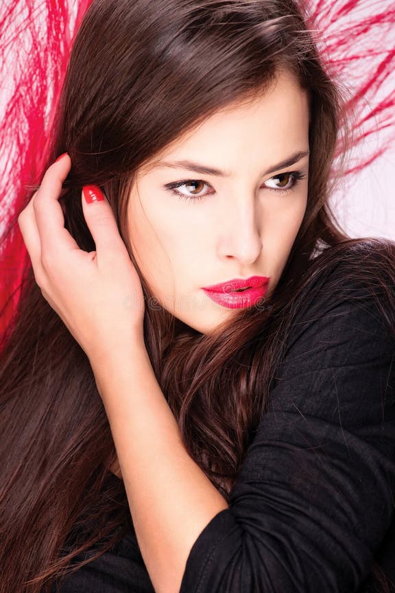 Lady in Front of Red Feather Stock Photo - Image of vogue, provocative ...
