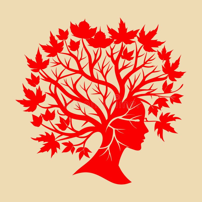 Lady Full of Tree Vector Illustration Stock Vector - Illustration of ...