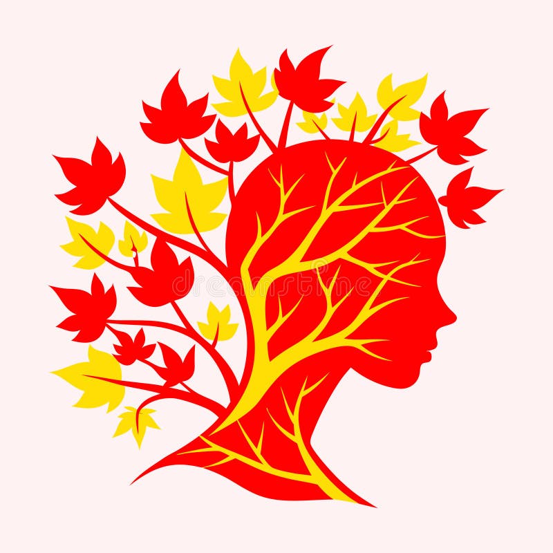 Lady Full of Tree Vector Illustration Stock Illustration - Illustration ...