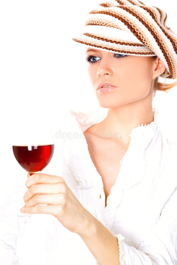 Lady with a glass of wine stock photo. Image of adult - 4973376