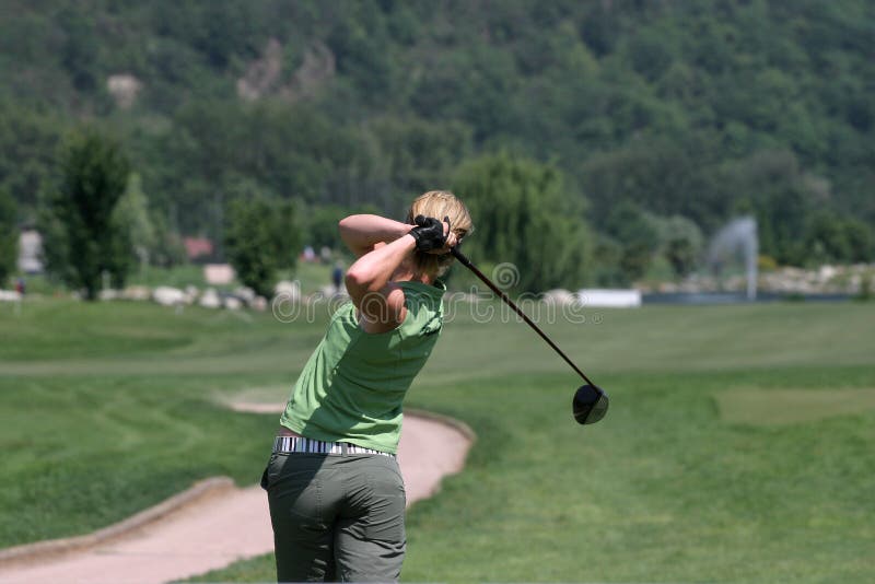 Lady golf swing stock image. Image of practice, fairway - 2508225