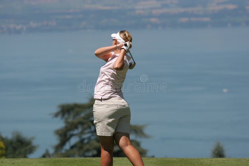Lady Golf Swing At Leman Lake Stock Photo - Image of golfer, hitting ...