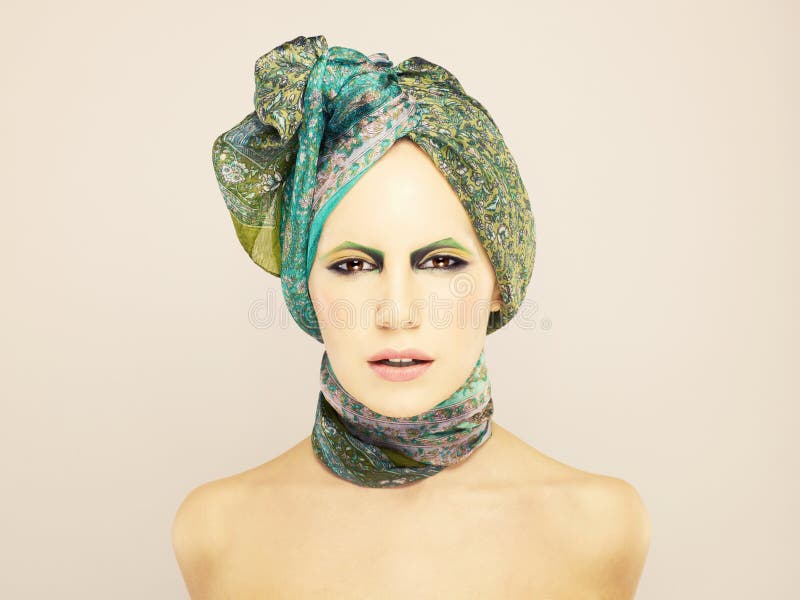 Lady in green turban stock photo. Image of lady, golden - 23570990