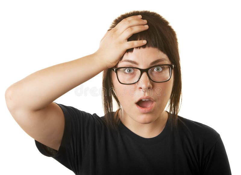 Lady with Hand on Head stock image. Image of hair, mood - 27768405