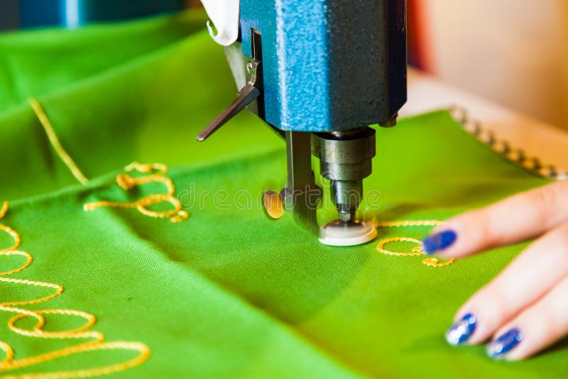 Lady hand at sewing stock photo. Image of vintage, manufacturing - 32838478