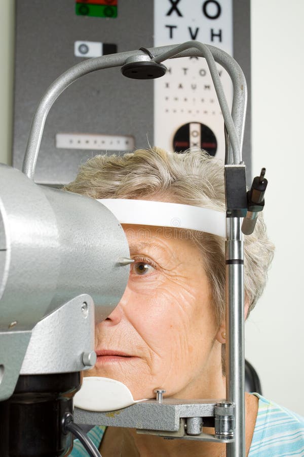 Lady Having Eye Test Examination Stock Photo - Image of optometrist ...