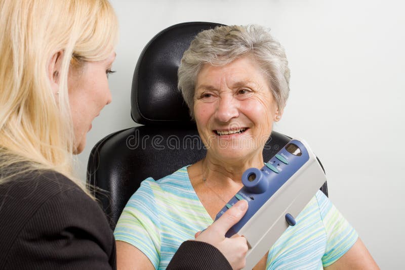 Lady Having Eye Test Examination Stock Image - Image of citizen, clinic ...