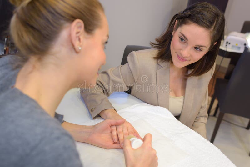 Lady Having Nails Manicured Salon Stock Photos - Free & Royalty-Free ...