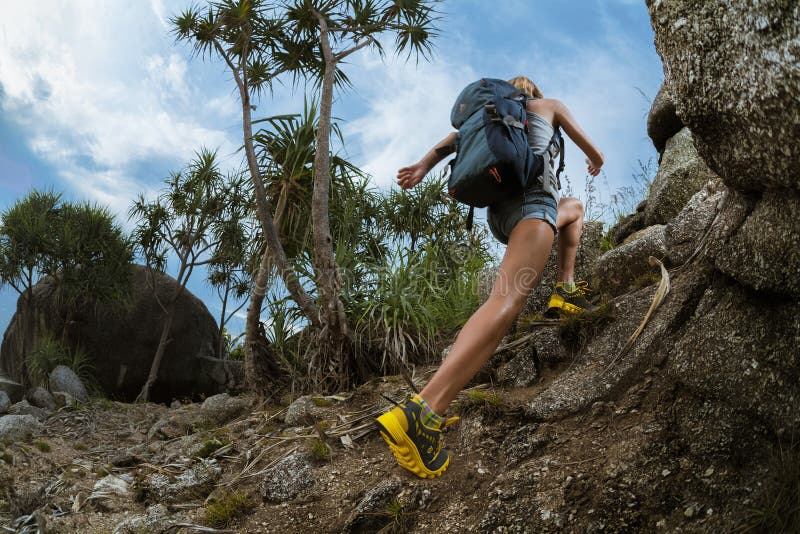 Lady hiker stock image. Image of hike, effort, freedom - 78365391