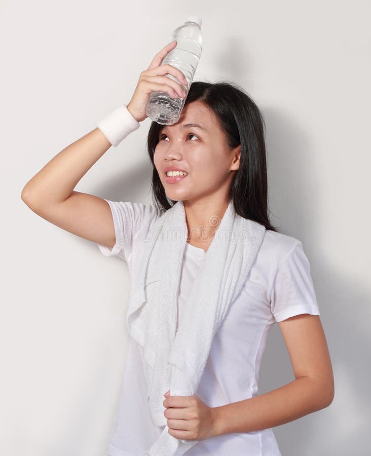 Lady Holding Bottle of Water Stock Photo - Image of isolated, girl ...
