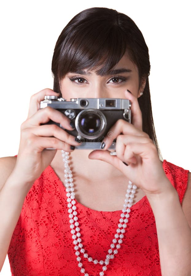 Lady Holding a Camera stock image. Image of alone, american - 29169405