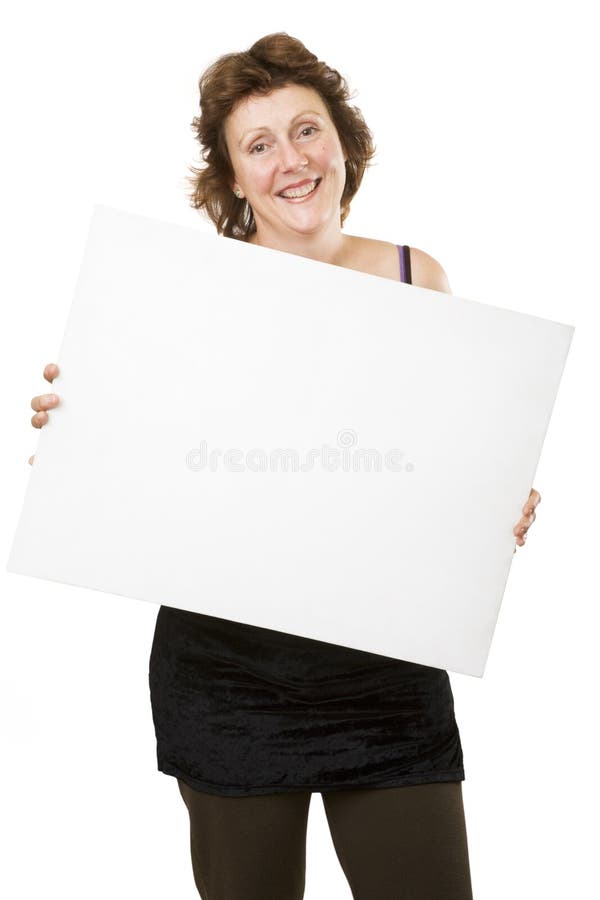 Lady holding a white board stock image. Image of demonstrating - 913601