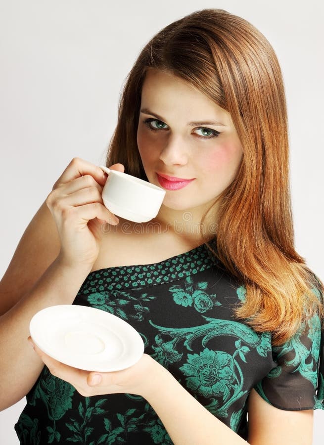 Lady holds cup stock photo. Image of female, attractive - 24446996