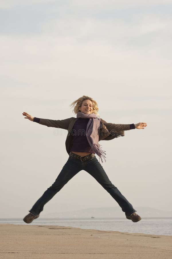 Lady jumping stock image. Image of close, blond, elastic - 13270069