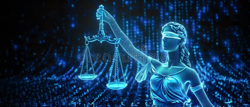 Lady Justice in a Digital World Stock Illustration - Illustration of ...