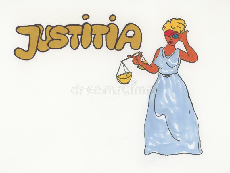 Drawing of Lady Justice stock illustration. Illustration of contour ...