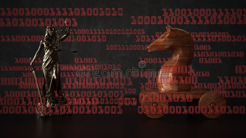 Lady Justice Statue Hacking Attack Stock Illustration - Illustration of ...