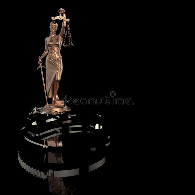 Lady of Justice Statue and Handcuffs 3d Rendering Stock Illustration ...