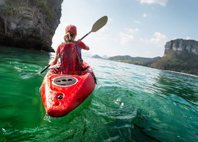 Lady with kayak stock photo. Image of active, adventure - 61760278