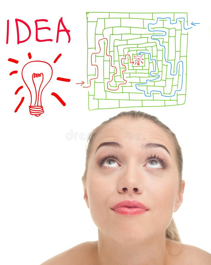 Lady with Lamp, Idea Concept Stock Photo - Image of lightbulb ...