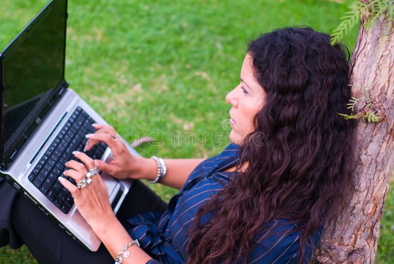Lady with laptop stock photo. Image of laptop, working - 6980888