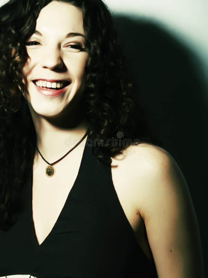 Lady laughs stock image. Image of happy, light, hair, eyes - 5009355