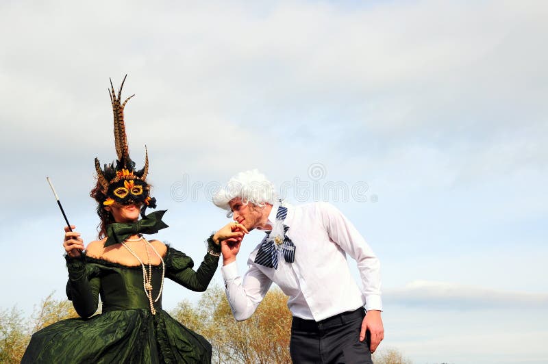 Lady and lord stock image. Image of 18th, fancy, green - 17712561