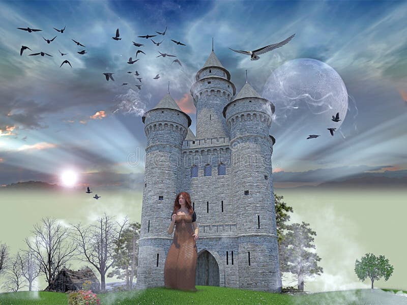 Lady of the Medieval Castle Stock Illustration - Illustration of ...