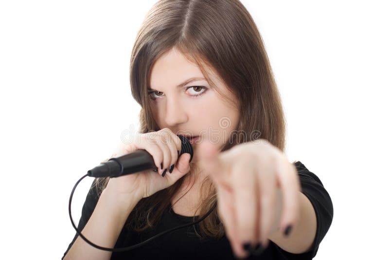 Lady with a microphone stock photo. Image of lady, musician - 4973752