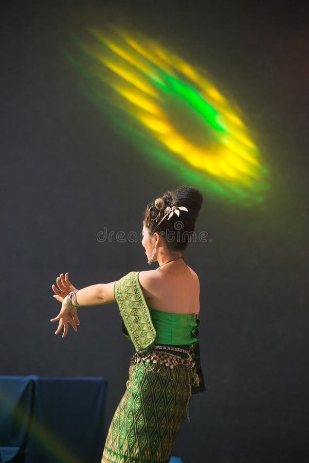 The Lady in Middle Thai Classical Dancing Suit is Showing Pattern of ...