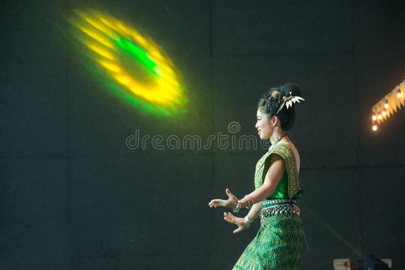 The Lady in Middle Thai Classical Dancing Suit is Showing Pattern of ...