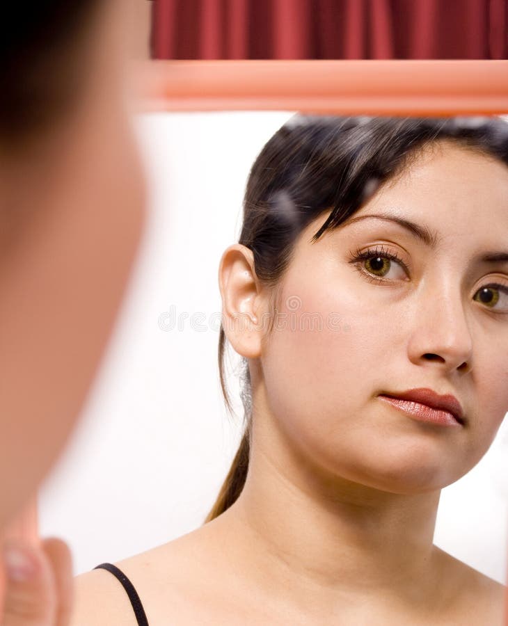 Lady and mirror stock image. Image of mirror, eyelashes - 2952179