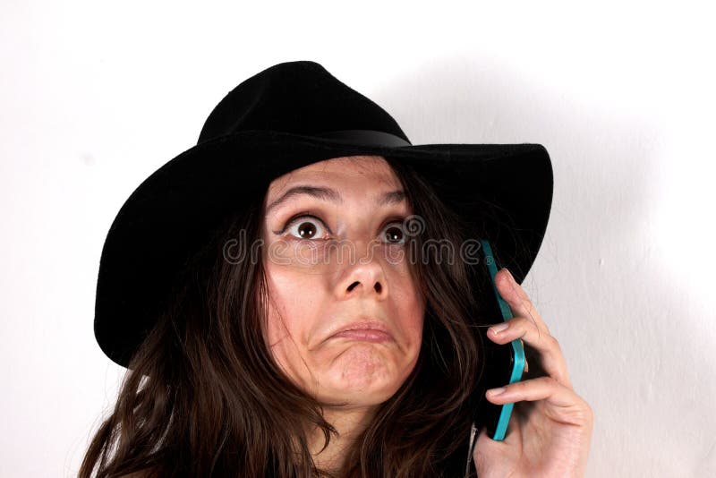Lady with mobile phone stock image. Image of portrait - 68417193