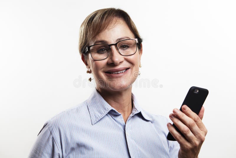 An Old Lady with Mobile Phone. Stock Photo - Image of healthy ...
