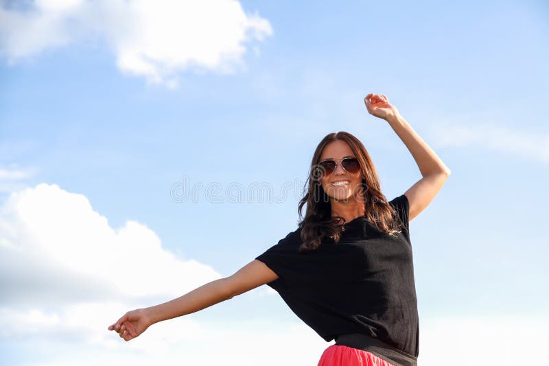 Happy Mature and Confident Woman at Ocean Stock Image - Image of lady ...