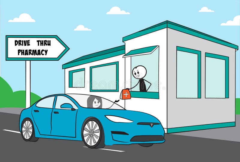 Lady Picking Up Medication at the Pharmacy Stock Illustration ...