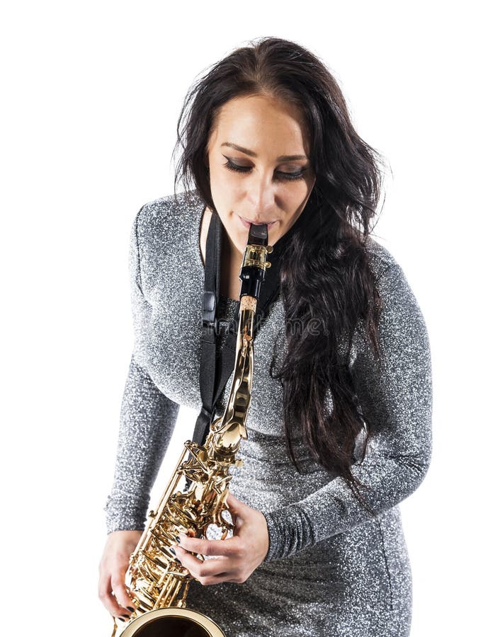Lady Playing the Sax stock image. Image of beautiful - 62671017
