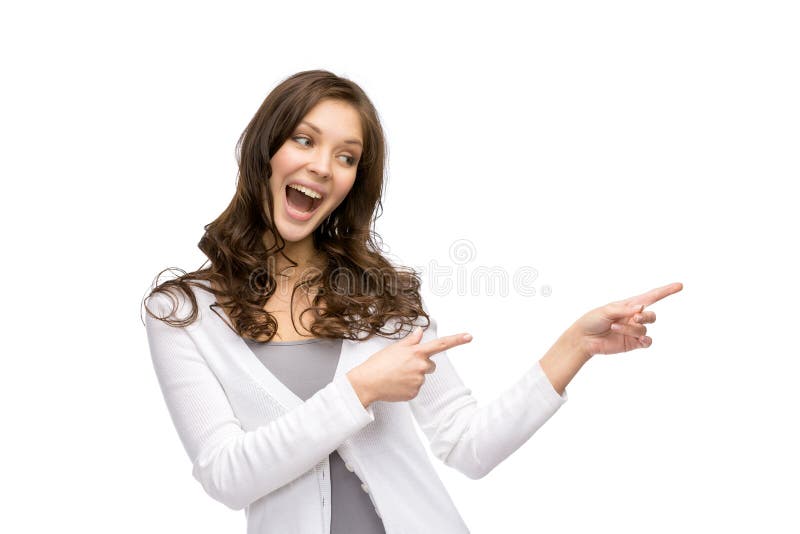 Lady pointing hand gesture stock photo. Image of caucasian - 34418874